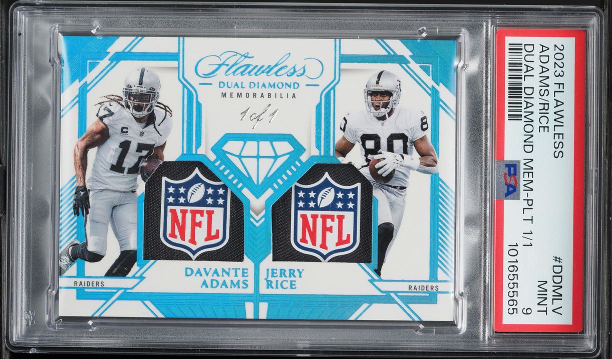 2023 Panini Flawless Diamond Plat Adams Rice NFL SHIELD PATCH 1/1 PSA 9 ...