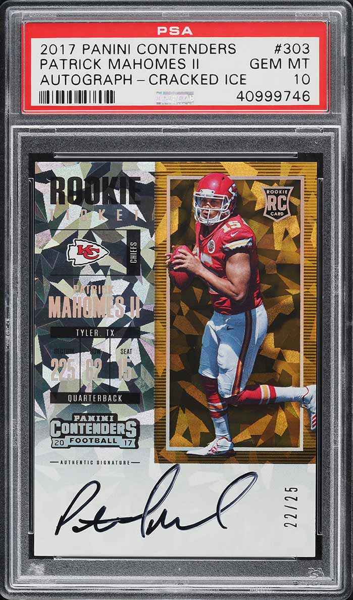 2017 Panini Contenders Cracked Ice Patrick Mahomes II ROOKIE AUTO /25 ...