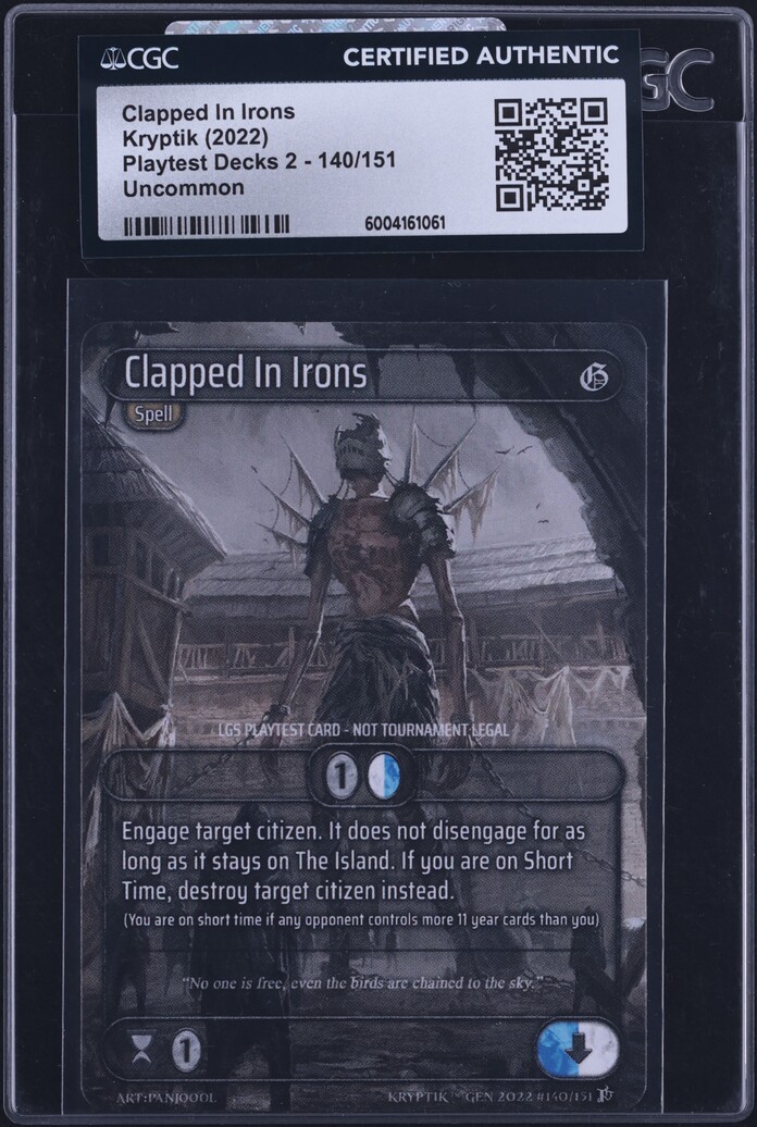 2022 Kryptik Playtest Decks 2 Clapped In Irons #140 CGC AUTH on ...