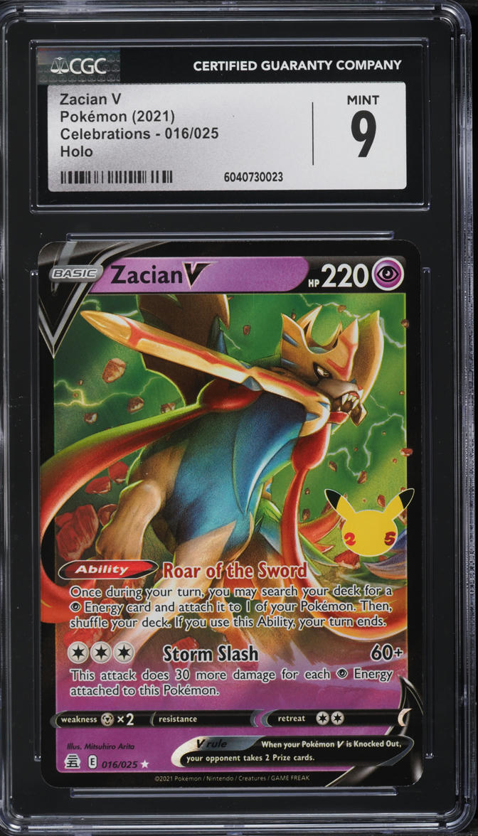 2021 Pokemon Sword & Shield Celebrations Zacian V #16 CGC 9 MINT on ...