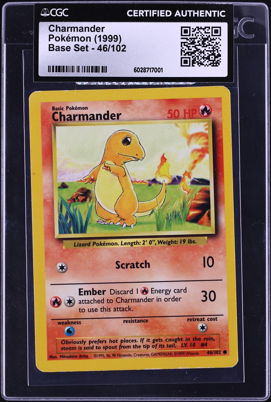 1999 Pokemon Base Set Charmander #46 CGC AUTH on Fanatics Collect
