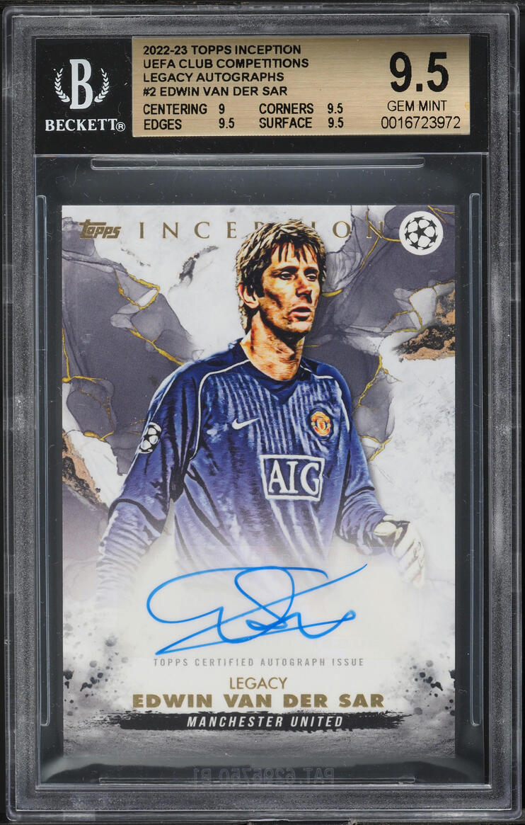 2022 Topps Inception UEFA Legacy Edwin Van Der Sar AUTO #2 BGS 9.5 GEM ...