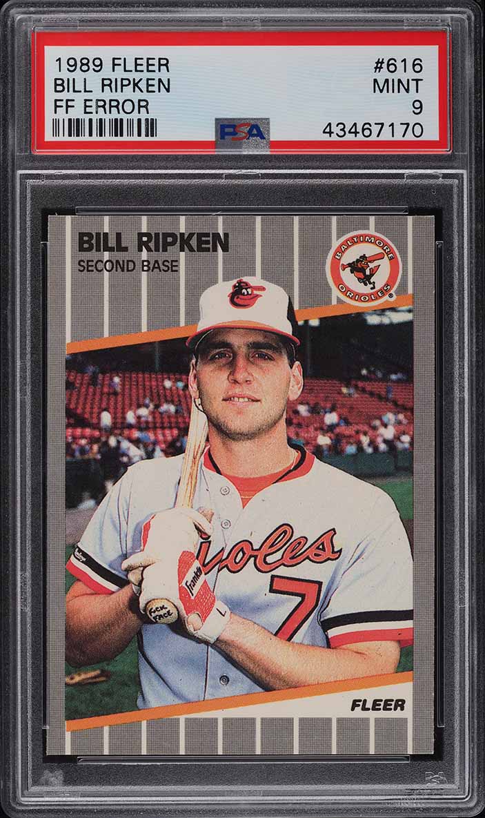 1989 Fleer Bill Ripken ROOKIE, FF ERROR #616 PSA 9 MINT on Fanatics Collect