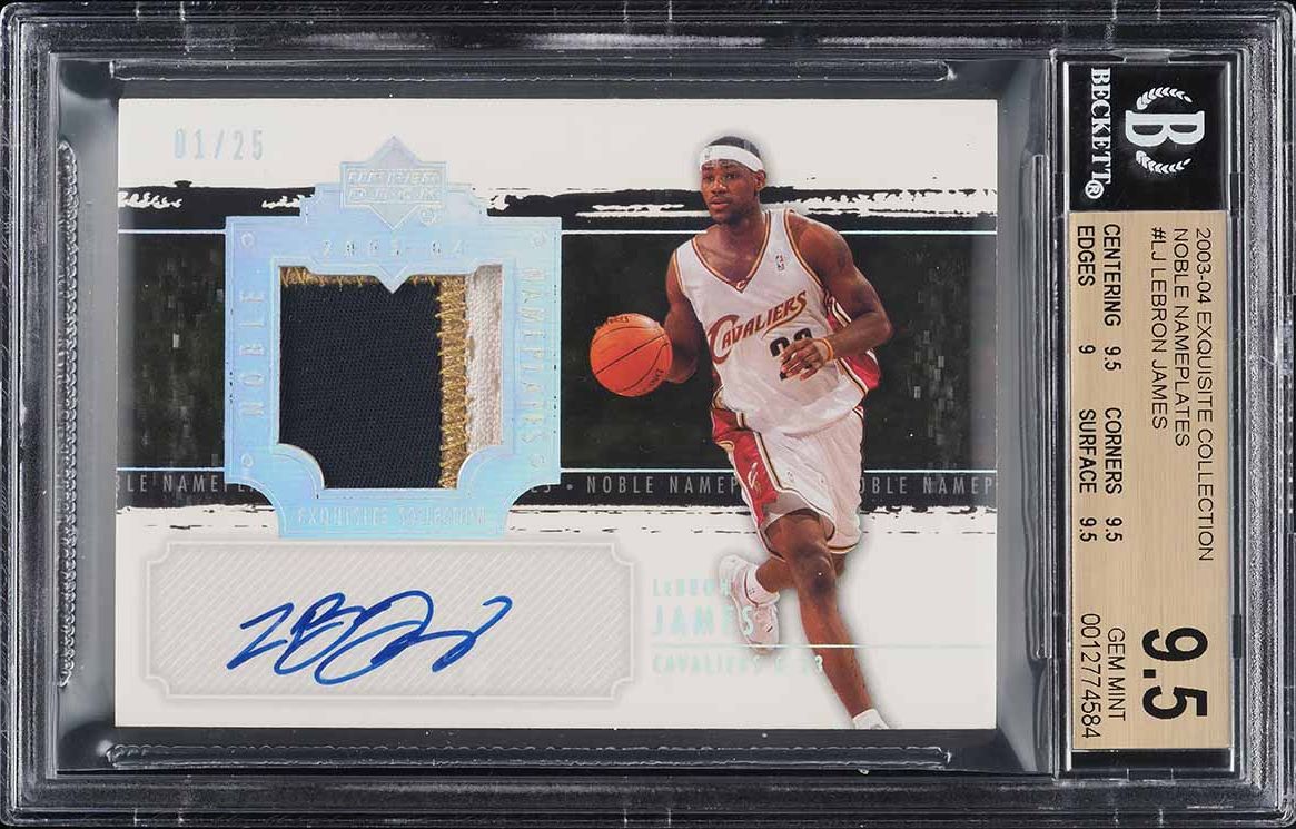 2003 Exquisite Collection Noble LeBron James ROOKIE PATCH AUTO 1/25 BGS ...