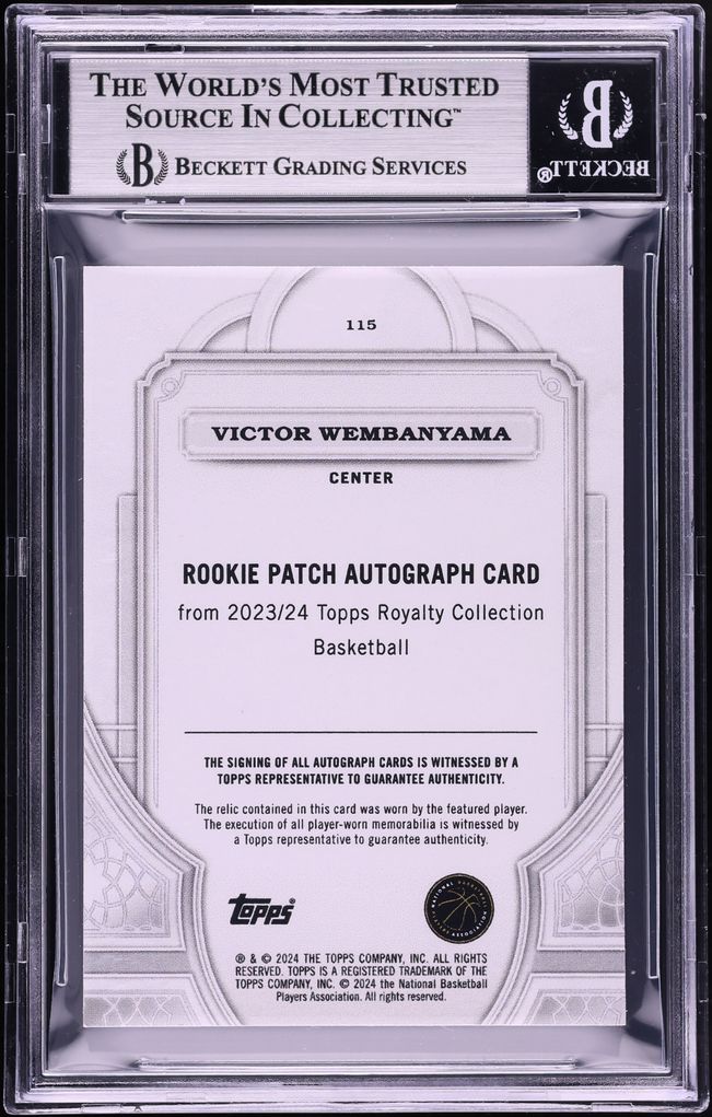 2023 Topps Royalty Victor Wembanyama ROOKIE PATCH AUTO /99 #115 BGS 9 ...