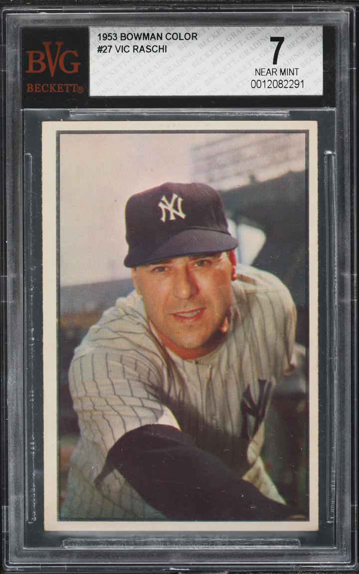 1953 Bowman Color Vic Raschi #27 BVG 7 NRMT on Fanatics Collect