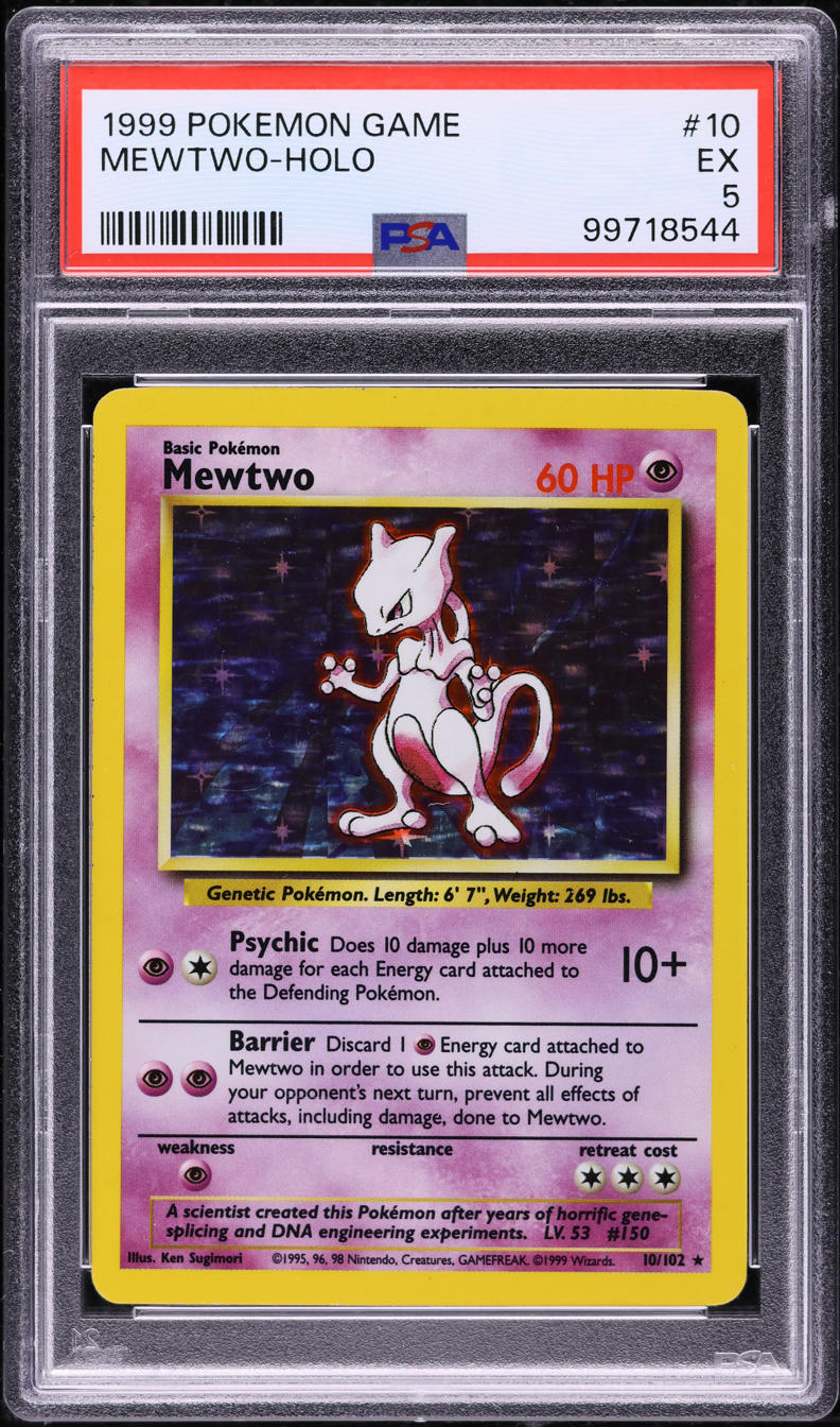 1999 Pokemon Base Set Holo Mewtwo #10 PSA 5 EX on Fanatics Collect
