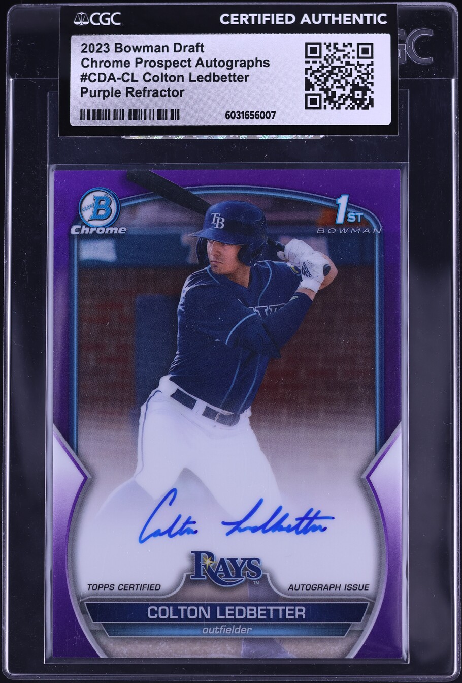 2023 Bowman Chrome Draft Purple Colton Ledbetter PROSPECT AUTO /250 CGC ...
