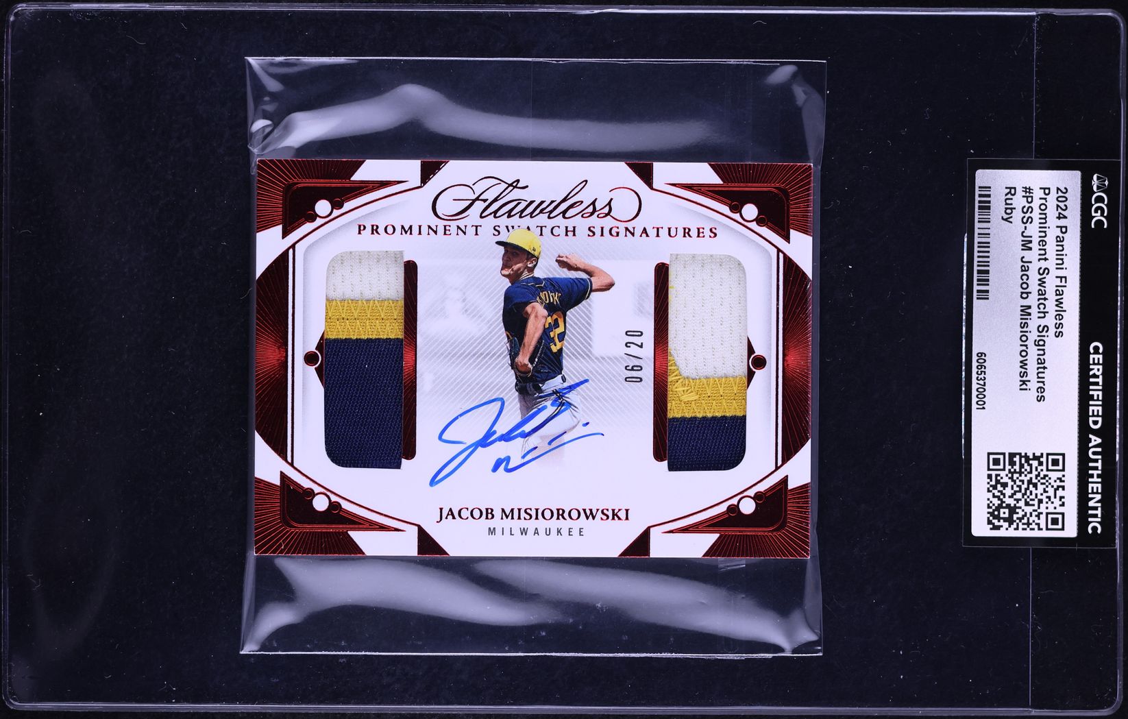 2024 Panini Flawless Ruby Jacob Misiorowski ROOKIE PATCH AUTO /20 CGC ...