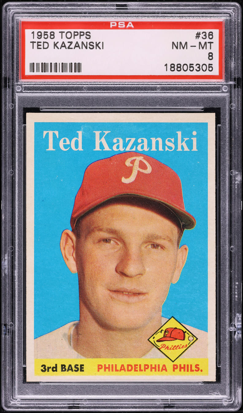 1958 Topps Ted Kazanski #36 PSA 8 NM-MT on Fanatics Collect
