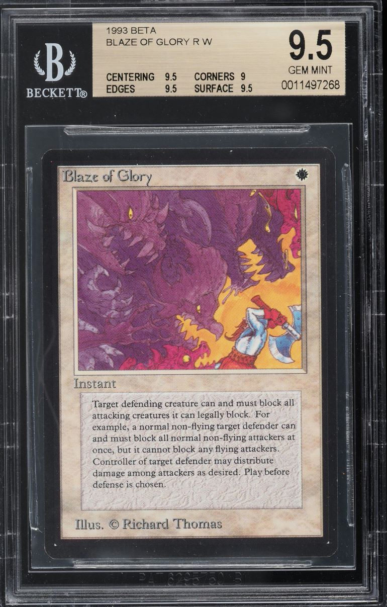 1993 Magic The Gathering MTG Beta Blaze Of Glory R W BGS 9.5 GEM MINT on Fanatics Collect