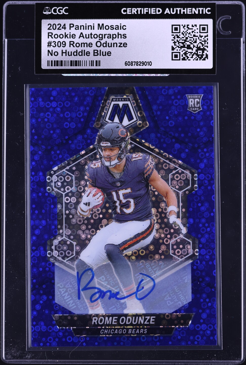 2024 Panini Mosaic No Huddle Blue Rome Odunze ROOKIE AUTO #309 CGC AUTH ...