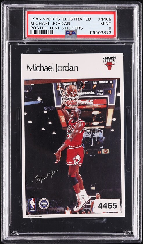 1986 Sports Illustrated Poster Test Stickers Michael Jordan ROOKIE PSA ...