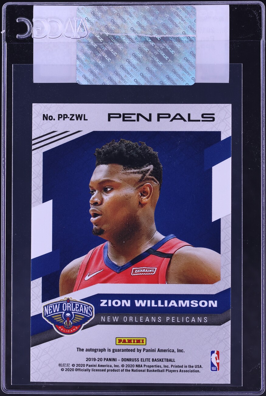 2019 Donruss Elite Pen Pals Zion Williamson ROOKIE AUTO /75 #PP-ZWL CGC ...