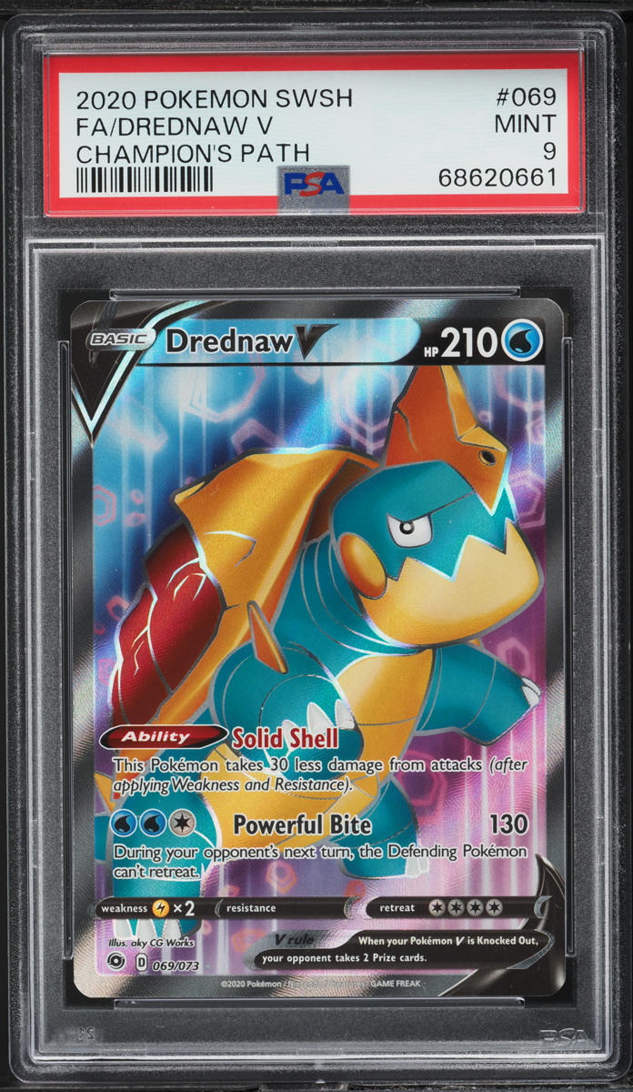 2020 Pokemon Sword & Shield Champion's Path Full Art Drednaw V #69 PSA ...