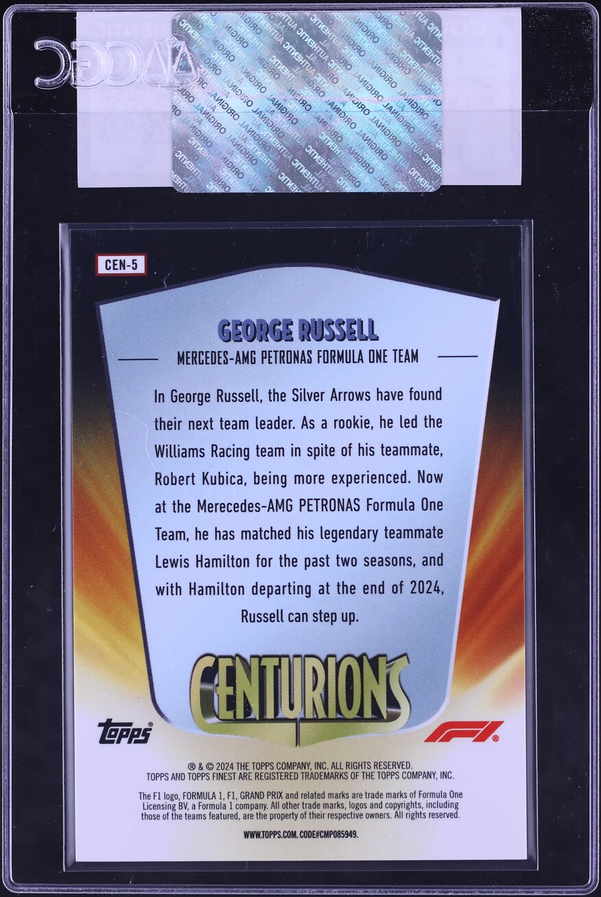 2024 Finest Formula 1 F1 Centurions George Russell #CEN-5 CGC AUTH on ...