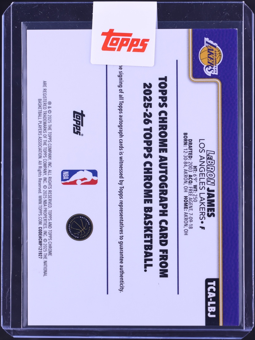 2025 Topps Chrome Orange Refractor LeBron James AUTO /25 #TCA-LBJ on ...
