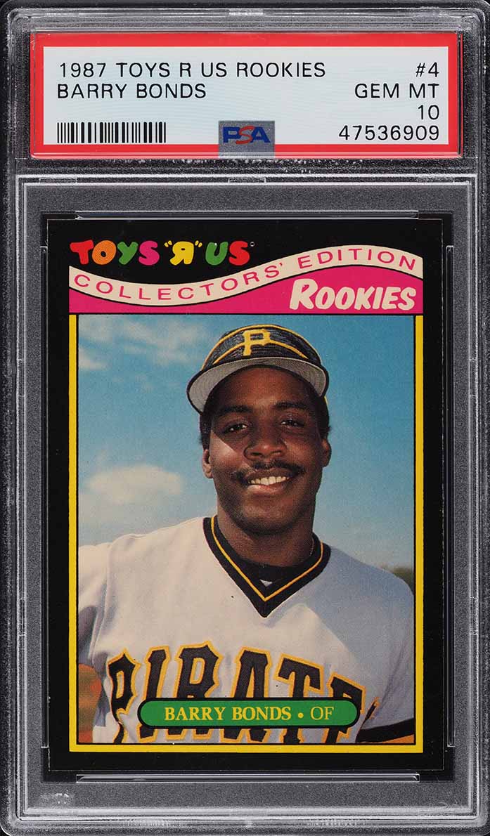 1987 Toys 'R' Us Rookies Barry Bonds ROOKIE #4 PSA 10 GEM MINT on ...