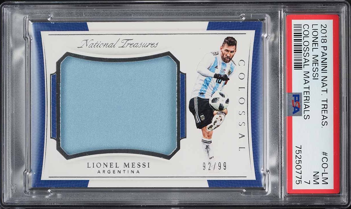 2018 National Treasures Colossal Lionel Messi PATCH /99 #CO-LM PSA 7 ...