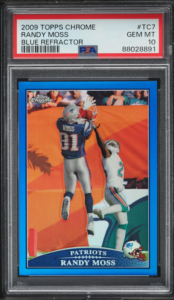 2009 Topps Chrome Blue Refractor Randy Moss #TC7 PSA 10 GEM MINT on ...