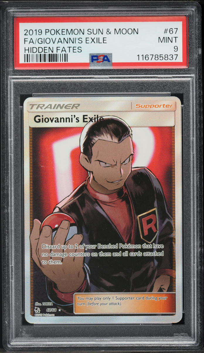 2019 Pokemon Sun & Moon Hidden Fates Full Art Giovanni's Exile #67 PSA ...