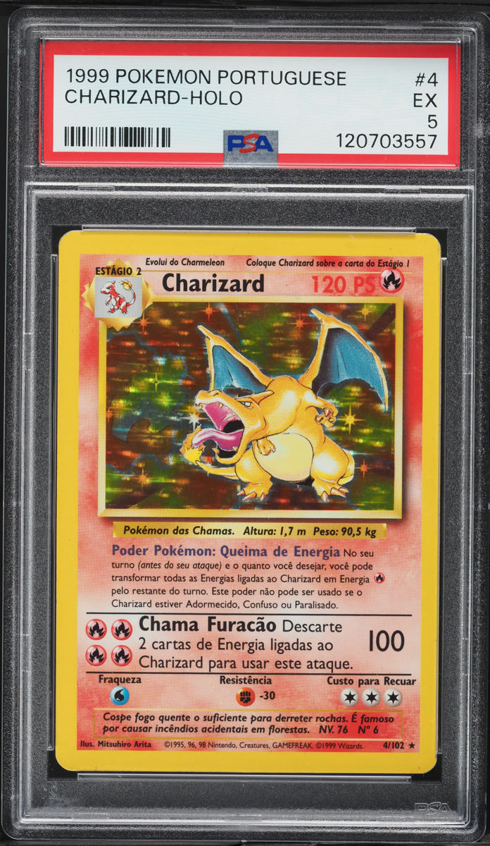 1999 Pokemon Portuguese Base Set Holo Charizard #4 PSA 5 EX on Fanatics ...
