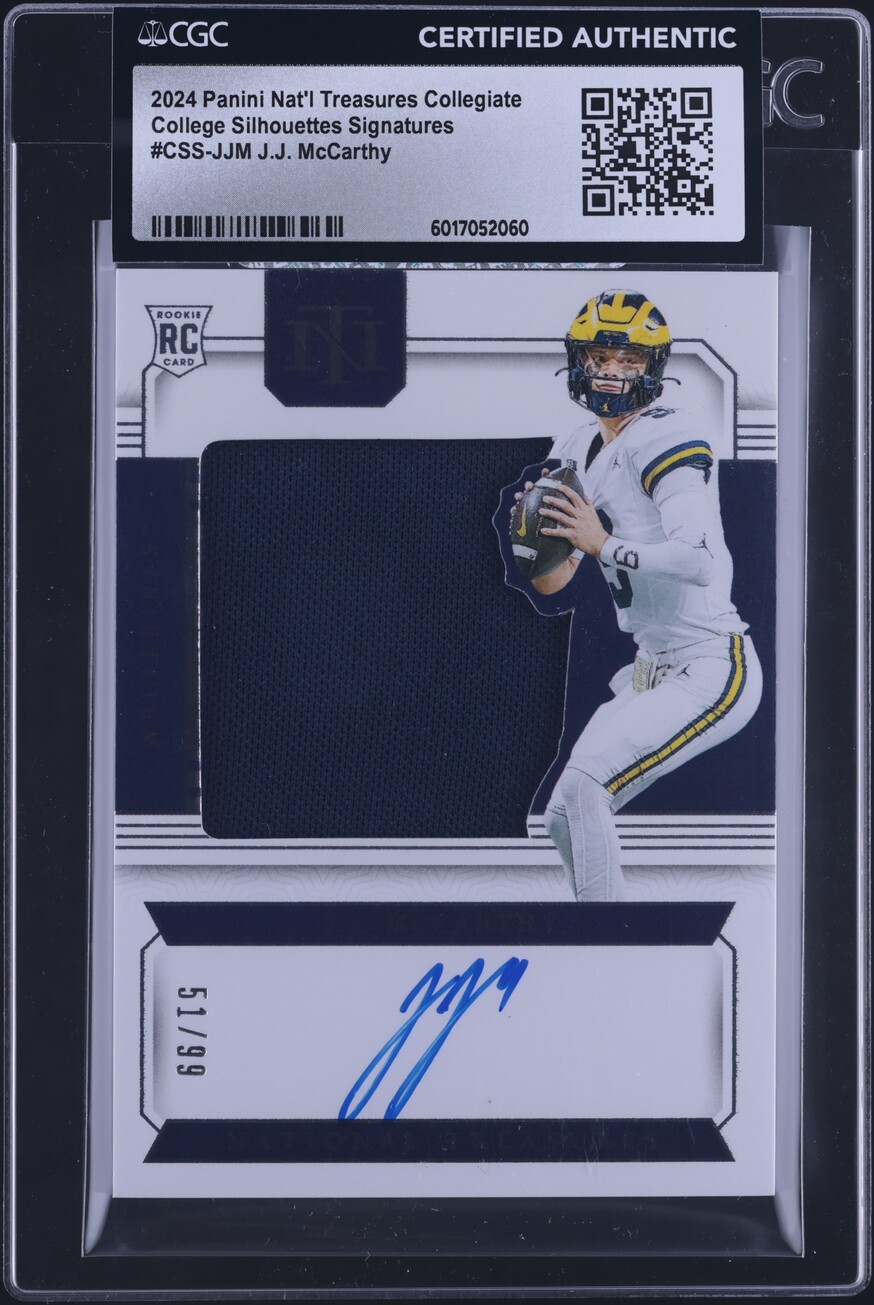 2024 National Treasures Collegiate J.J. McCarthy ROOKIE PATCH AUTO /99 ...