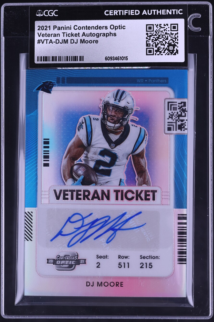 2021 Panini Contenders Optic Veteran Ticket Prizm DJ Moore AUTO /50 # ...