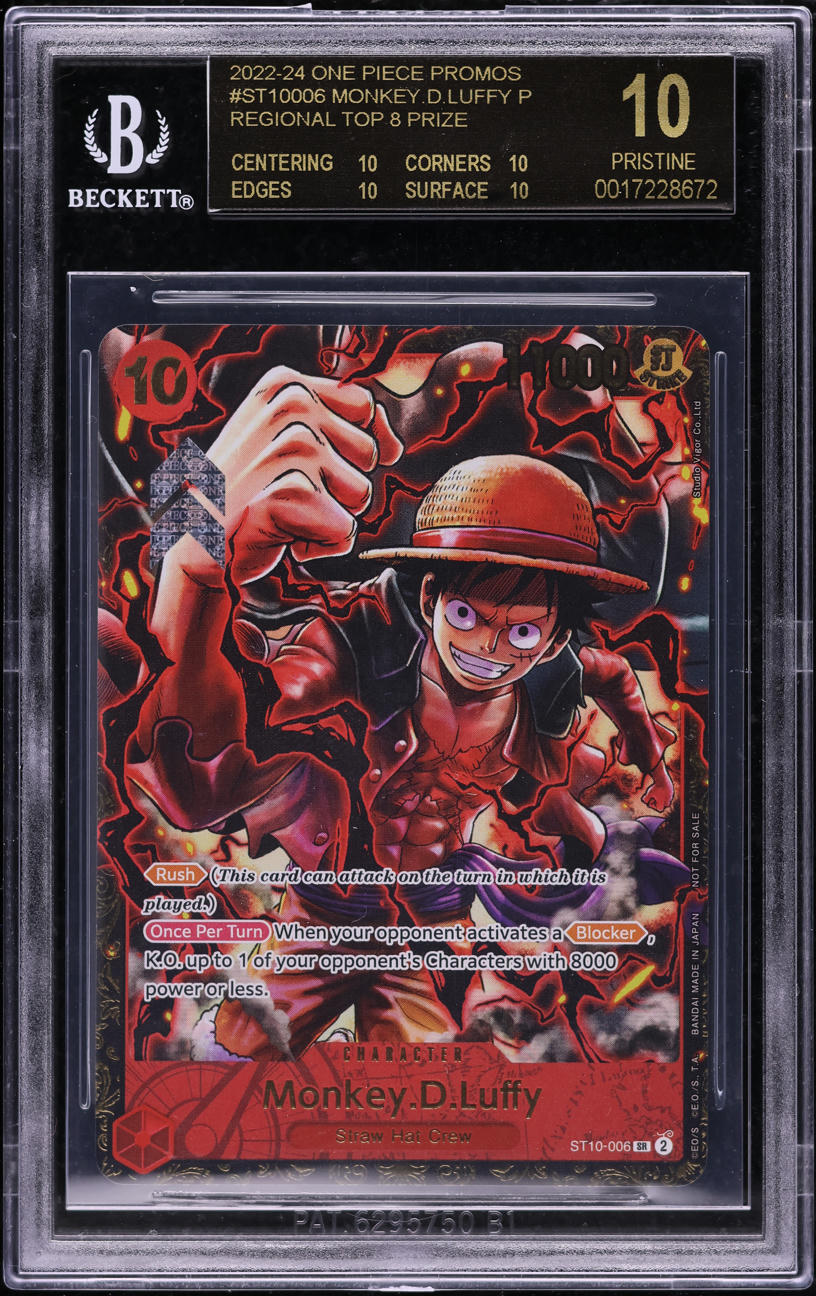 2022 One Piece Promo Regional Top 8 Monkey D. Luffy #ST10-006 BGS 10 BLACK LABEL on Fanatics Collect