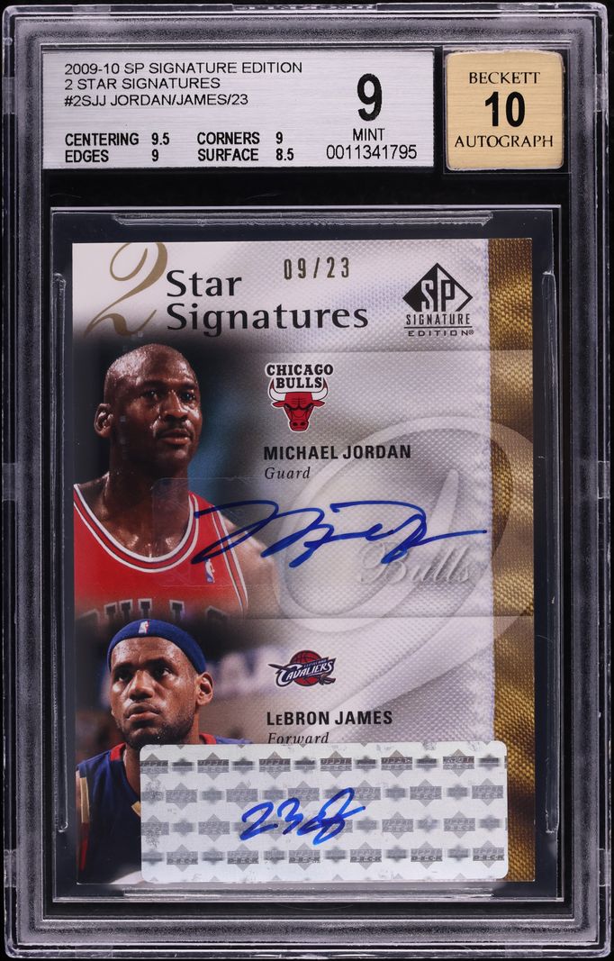 2009 SP 2 Star Signatures Michael Jordan & LeBron James AUTO /23 #2S-JJ ...