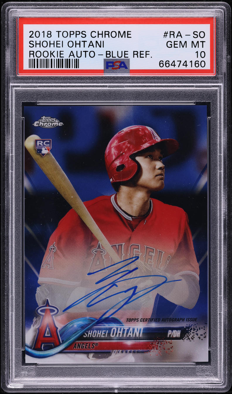 2018 Topps Chrome Blue Refractor Shohei Ohtani ROOKIE AUTO /150 PSA 10 ...