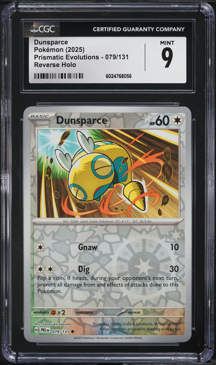 2025 Pokemon SV Prismatic Evolutions Reverse Holo Dunsparce #79 CGC 9 ...