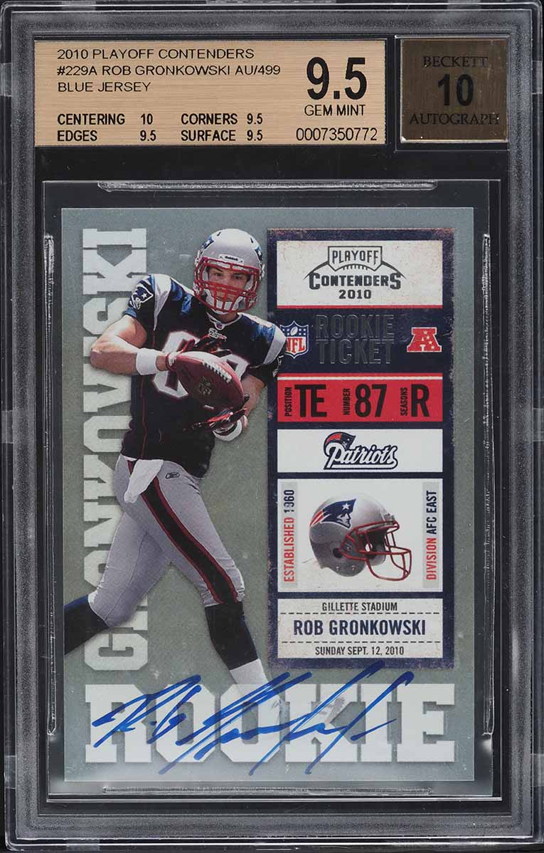 2010 Playoff Contenders Rob Gronkowski ROOKIE AUTO /499 #229 BGS 9.5 ...