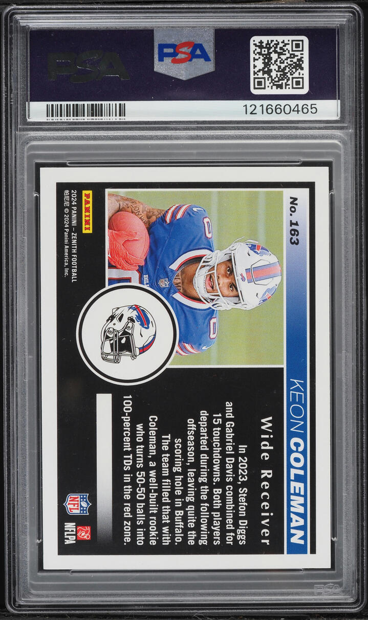 2024 Panini Zenith Red Zone Gold Keon Coleman ROOKIE /10 #163 PSA 9 ...