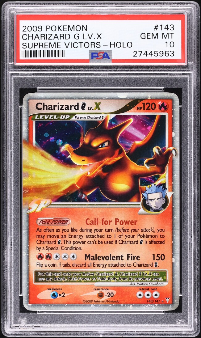 2009 Pokemon Platinum Supreme Victors Holo Charizard G Lv.X #143 PSA 10 ...