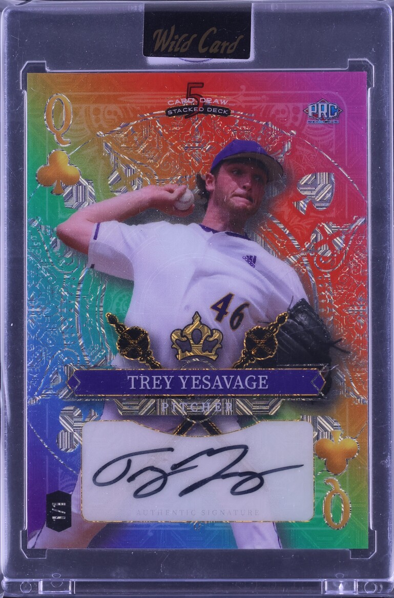 2024 Wild Card 5 Card Draw Stacked Queen Clubs Rainbow Mojo Trey ...