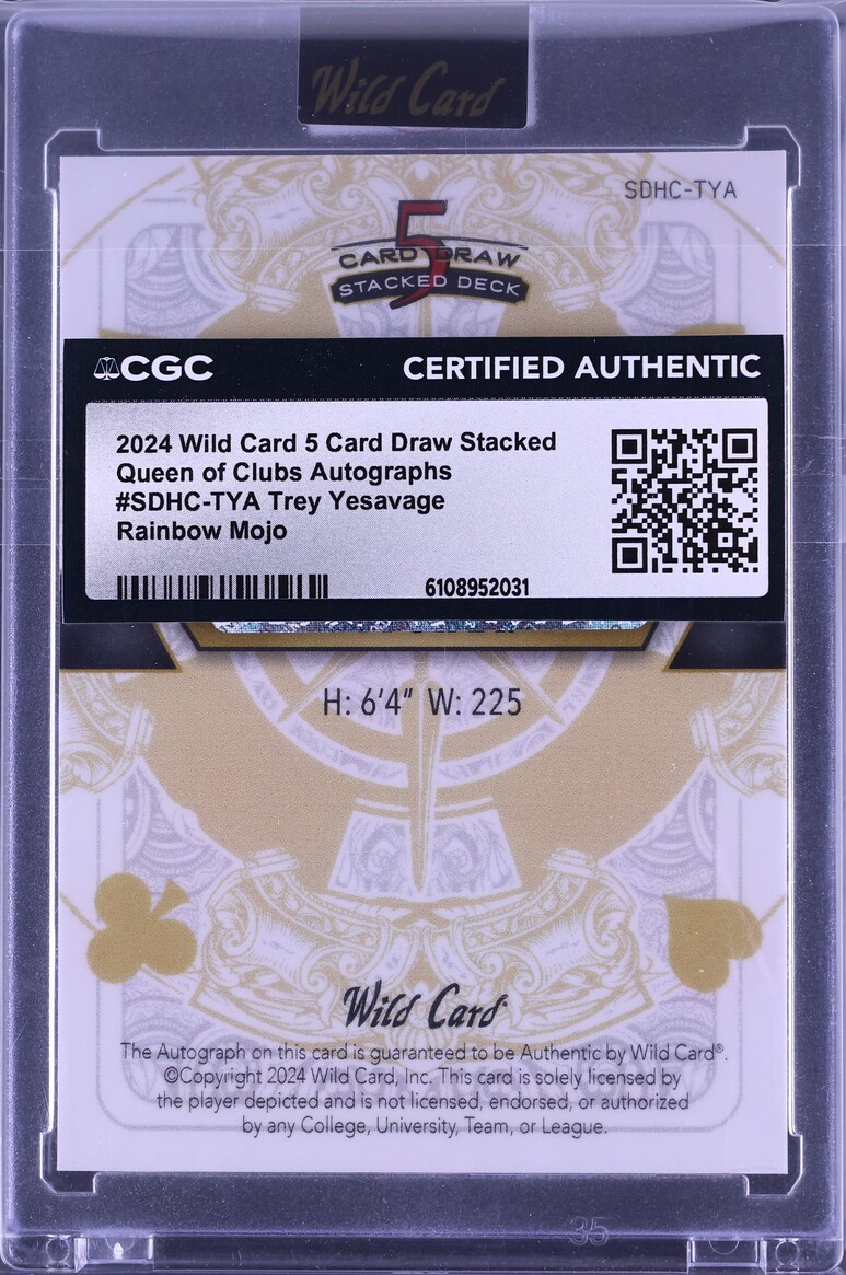 2024 Wild Card 5 Card Draw Stacked Queen Clubs Rainbow Mojo Trey ...