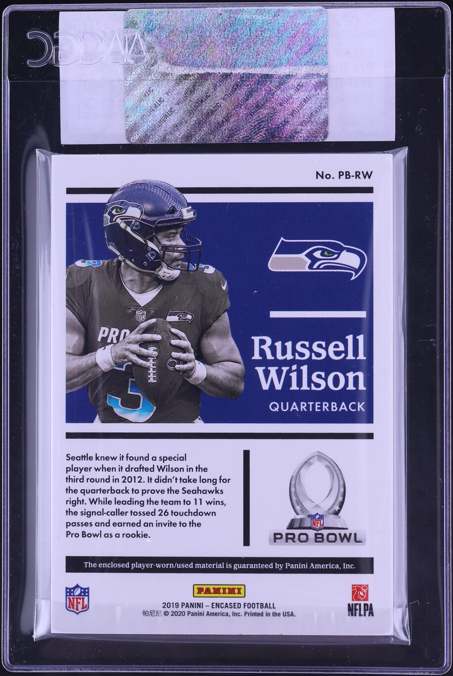 2019 Panini Encased Pro Bowl Jumbo Diamond Russell Wilson PATCH 1/1 CGC ...