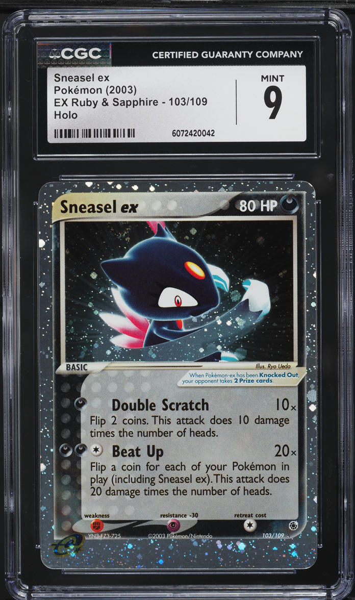 2003 Pokemon EX Ruby & Sapphire Holo Sneasel ex #103 CGC 9 MINT on ...
