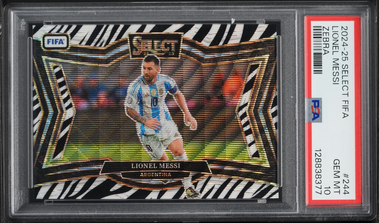 2024 Select Field Level FIFA Zebra Lionel Messi #244 PSA 10 GEM MINT on ...