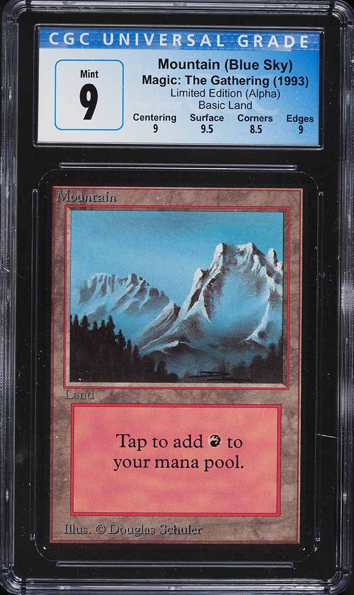 1993 Magic The Gathering MTG Alpha Mountain BLUE SKY CGC 9 MINT on ...