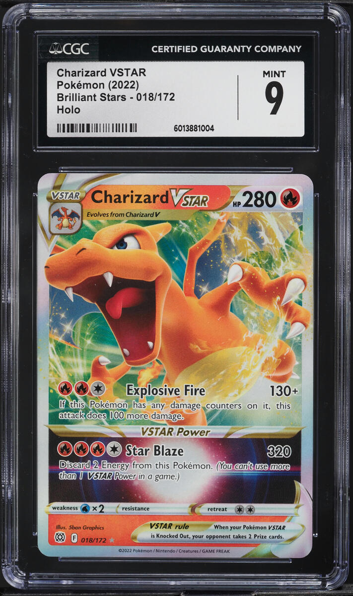 2022 Pokemon SWSH Brilliant Stars Charizard VSTAR #018 CGC 9 MINT on ...