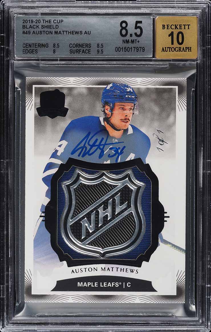 2019 Upper Deck The Cup Black Auston Matthews NHL SHIELD PATCH AUTO 1/1 ...