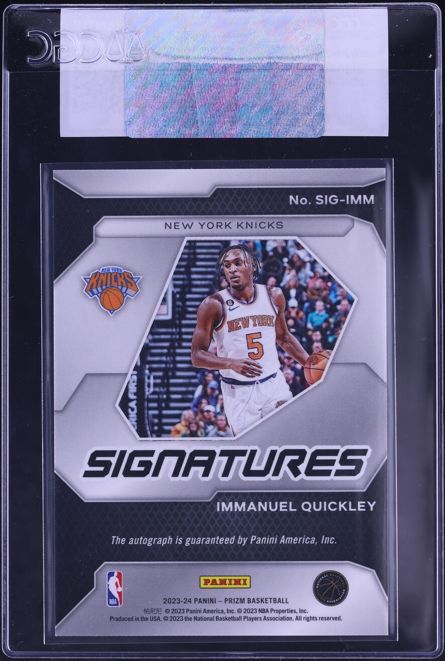 2023 Panini Prizm Signatures Immanuel Quickley AUTO #SIG-IMM CGC AUTH ...