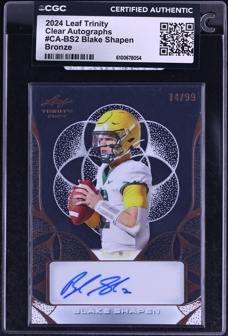 2024 Leaf Trinity Clear Bronze Blake Shapen AUTO /99 #CA-BS2 CGC AUTH ...