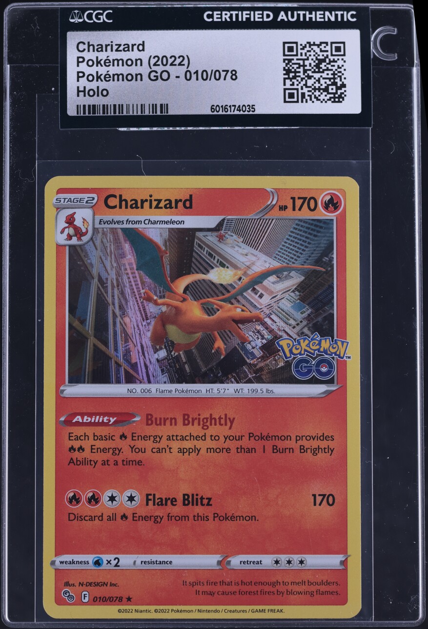 2022 Pokemon Sword & Shield Pokemon GO Holo Charizard #010 CGC AUTH on ...