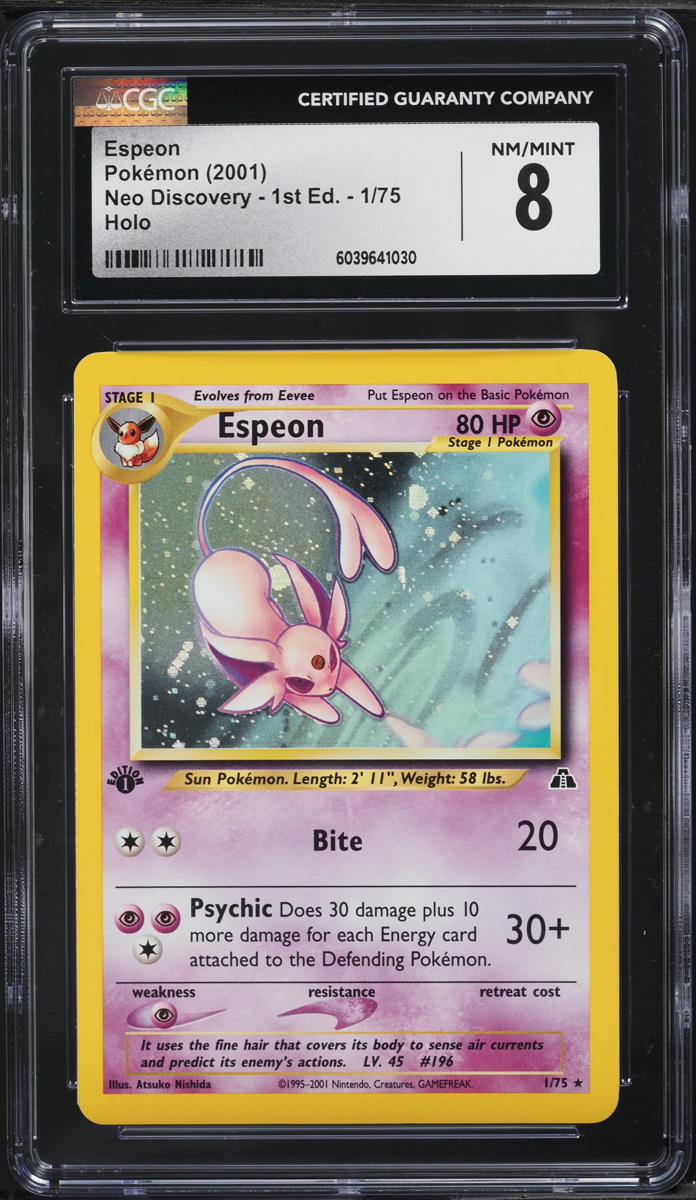 2001 Pokemon Neo Discovery 1st Edition Holo Espeon #1 CGC 8 NM-MT on ...