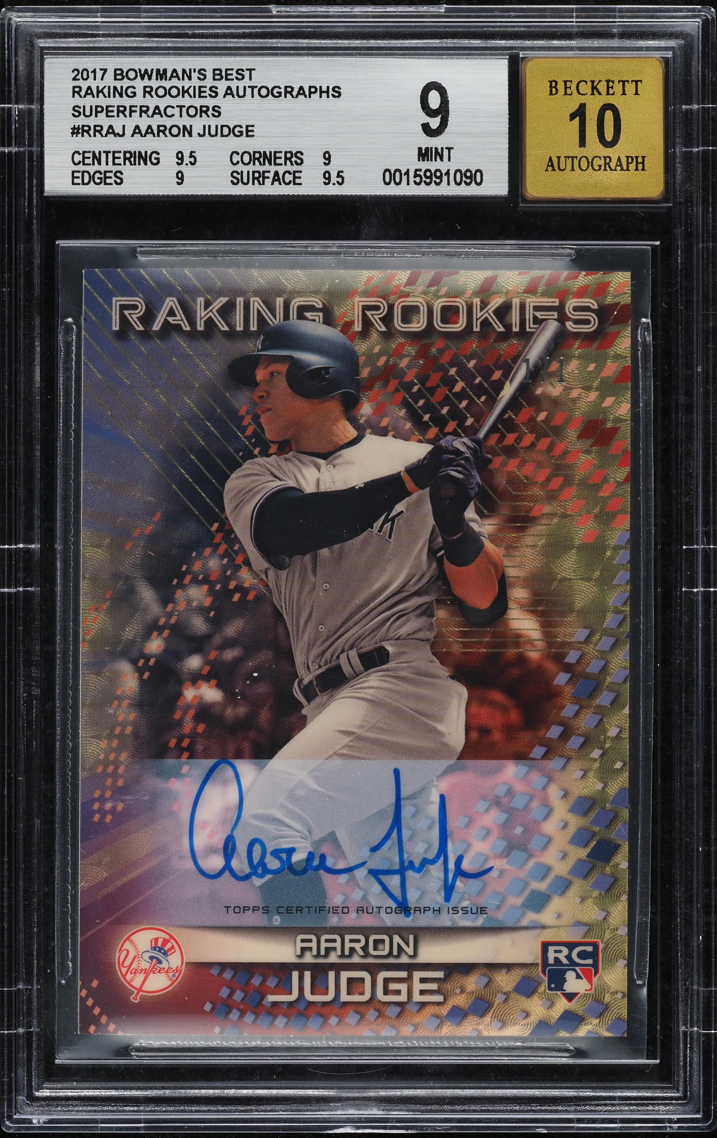2017 Bowman's Best Raking Superfractor Aaron Judge ROOKIE AUTO 1/1 # ...