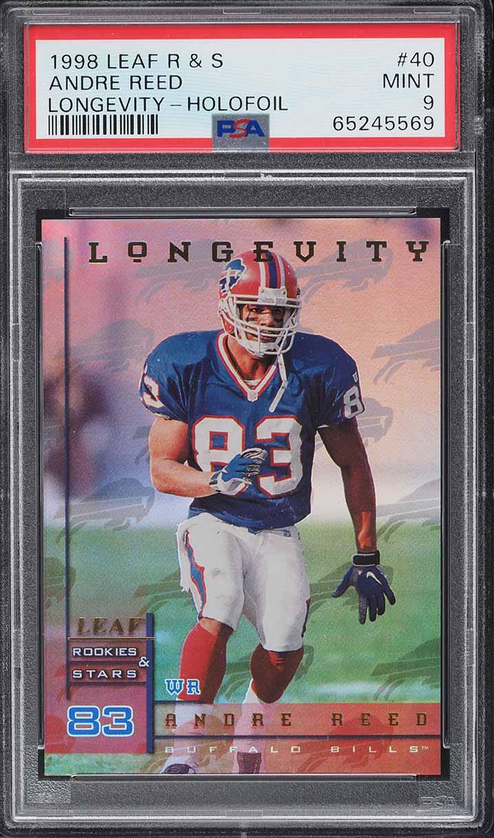 1998 Leaf Rookies & Stars Longevity Holofoil Andre Reed 1/50 #40 PSA 9 ...