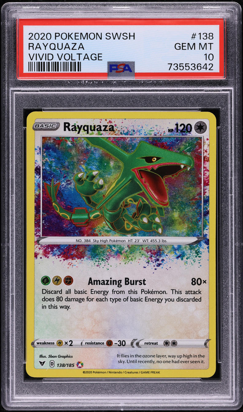 2020 Pokemon SWSH Vivid Voltage Amazing Rare Rayquaza #138 PSA 10 GEM MINT on Fanatics Collect